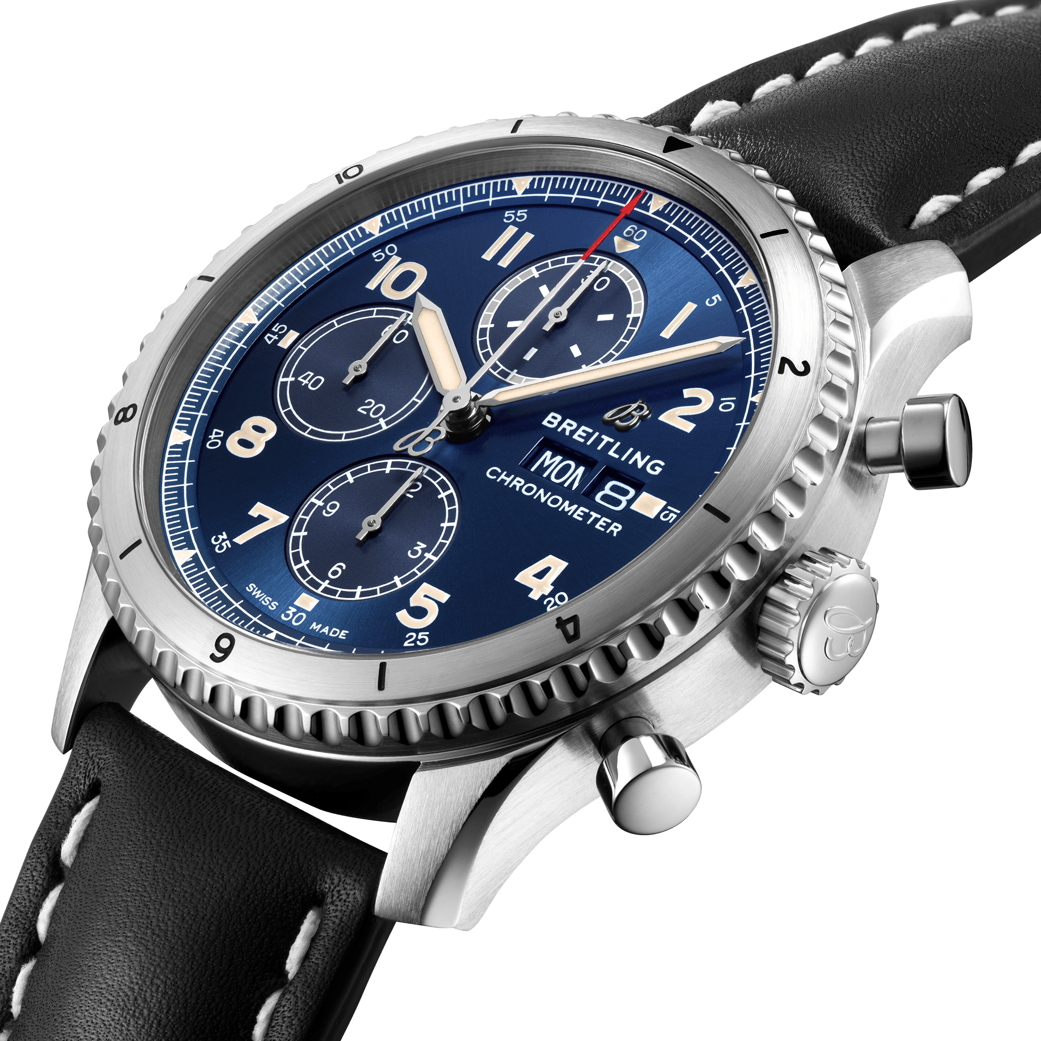 Aviator 8 Chronograph 43 Stainless steel - Blue A13316101C1X3 ...