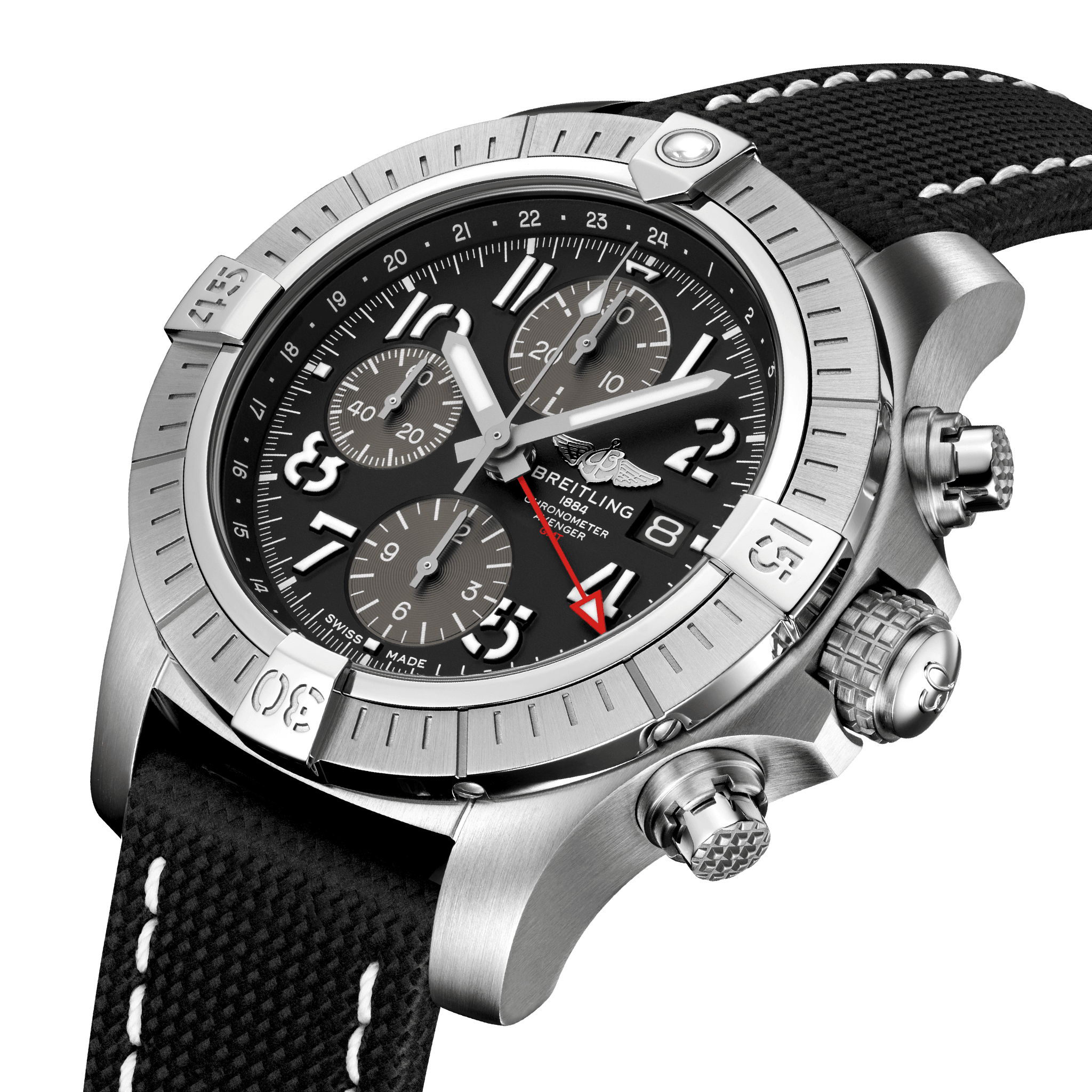 Avenger Chronograph GMT 45 Stainless steel - Black A24315101B1X1 ...